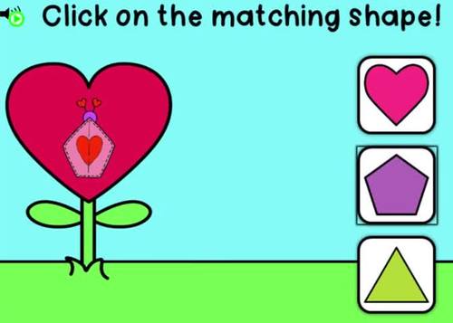 Valentines Day 2D Shape Matching Math Games No Prep Kindergarten PreK ...