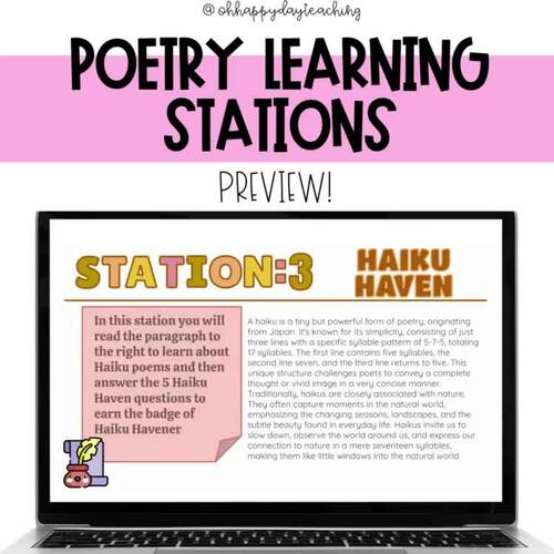 Poetry Station Work. Introduction to Poetry. Poetry Unit. | TPT