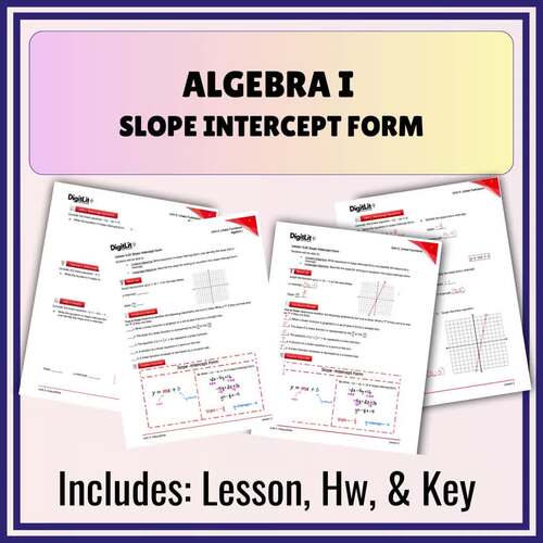 Slope Intercept Form Guided Notes, Worksheets, & Homework 8th-10th ...