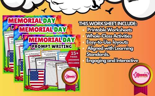 Memorial Day Opinion Writing Prompt Activities 2nd,3rd,4th,5th,6th,7th ...