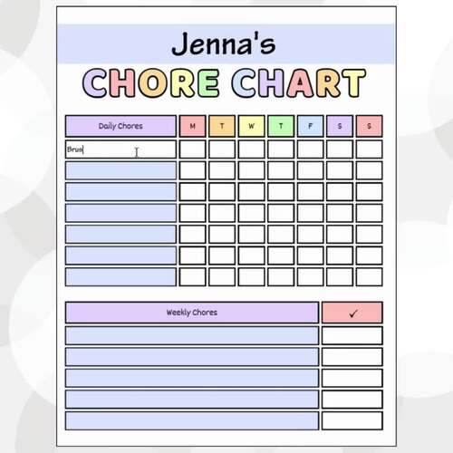 Editable Rainbow Chore Chart for Kids | Daily Responsibilities | TPT