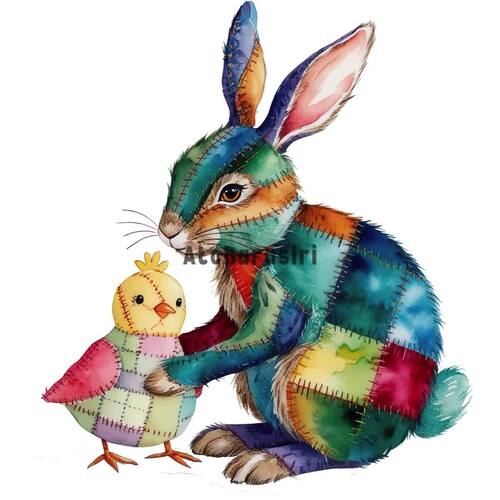 Watercolor Easter Bunny Clipart – 13 PNG Files, Transparent Background