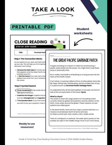 Earth Day Close Reading | 5 Passages with Annotation & Comprehension ...