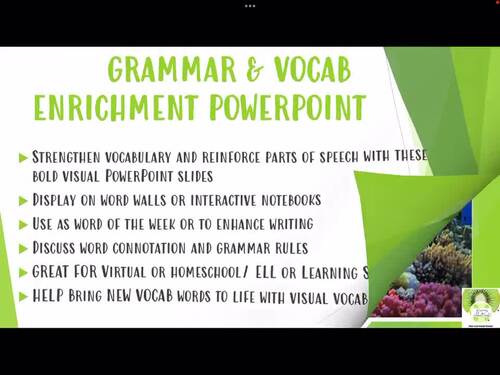 ELA ENRICHMENT PowerPoint Lesson -Grammar, Vocab, & Writing #3 | TPT