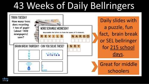 Full Year of Bellringers for Middle School Science by JayZee | TPT