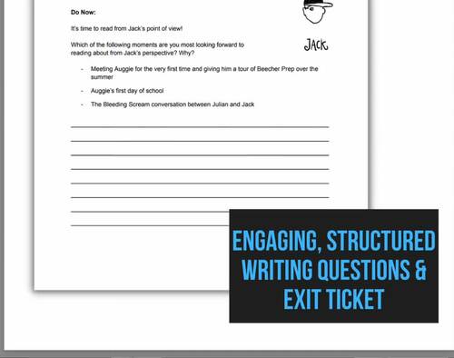 Wonder - Pgs. 133 - 143 - Classroom Worksheet by HeyItsMsSiegel | TPT