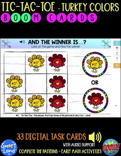 Visual Discrimination Tic-Tac-Toe digital cards | Turkey Colors | TPT