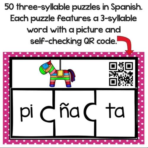 Spanish Three-Syllable Puzzles. Rompecabezas de palabras de tres sílabas
