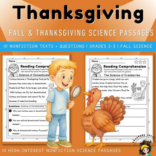 Thanksgiving Science Reading Passages | 10 Nonfiction Texts | 2nd-3rd ...