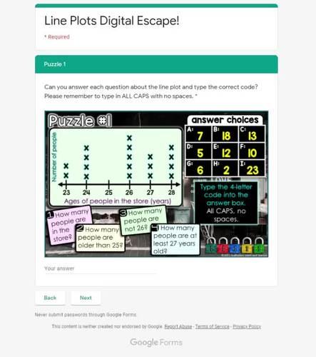 Line Plots Digital Math Escape Room by Scaffolded Math and Science