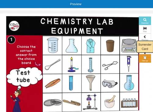 Identify Chemistry Lab Equipment Mystery Picture Boom Cards™ Deck 1