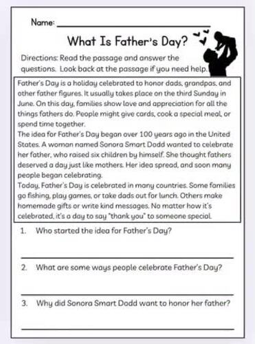 Father’s Day Reading Passages & Activities | Grades 1–3 by SproutandSparkle