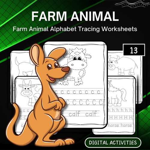 Farm Animal Alphabet Tracing Worksheets by GLD Worksheet Kids | TPT