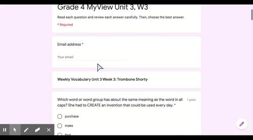 4th Grade MyView Literacy Unit 3 Week 3 Google Forms Quiz Assessment ...