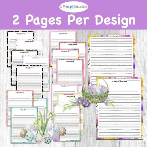 Spring Easter Printable Writing Pages Prompts & Rubrics w/ Bunnies Eggs ...