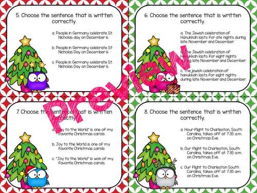 Christmas Sentence Editing: Capitalization & Punctuation Task Cards