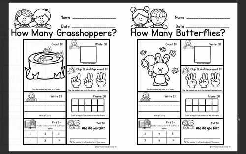 Bug Insect Math Worksheets Counting for PreK, TK, Kindergarten, and First