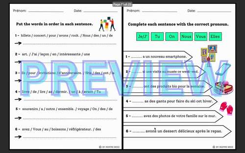 Emergency Sub Plan / French Conjugation / Le verbe avoir / No Prep ...