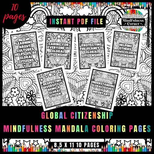 Global Citizenship, Appreciation Saying Coloring, SEL Morning Work, No Prep