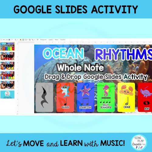 Rhythm Google Slides Drag & Drop Activity: {Whole Notes} Ocean Theme