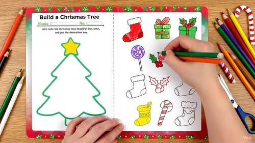 A Merry Christmas Activity / Color and Glue Fun! by SmileAlways | TPT