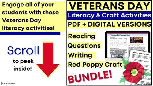 Veterans Day Nonfiction Reading Comprehension Passage and Questions ...
