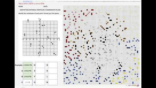 Identifying Rational Points on the Coordinate Plane Digital Pixel Art Math