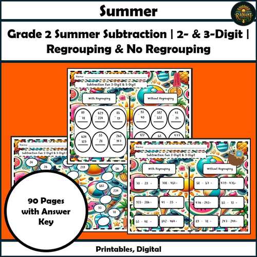Grade 2 Summer Subtraction Math 2 3 Digit Regroup No Regroup Number Bond