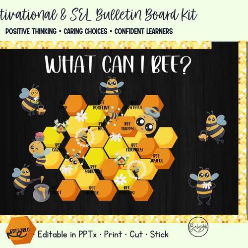 Bee Bulletin Board Kit: Spring Classroom Decor | Editable Honeycomb