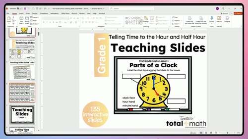 Total Math Unit 6 Teaching Slides Telling Time First Grade by Reagan ...