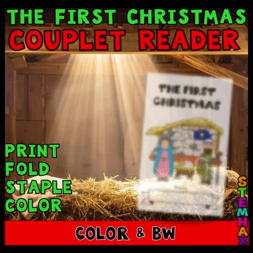 Nativity Story Rhyming Couplets Color & BW Christmas Reader Coloring ...