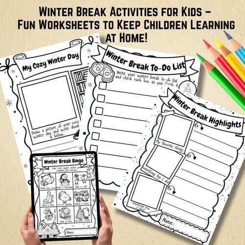Winter Break Worksheets for Kids – Holiday Activity Pack &Learning Gift ...