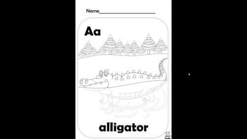 English Alphabet Animal Printable Coloring Pages with Free Poster