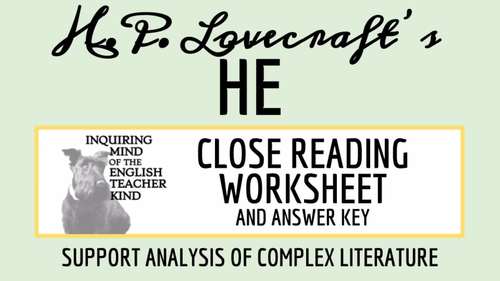 "He" by H.P. Lovecraft Close Reading Analysis Worksheet (Printable)