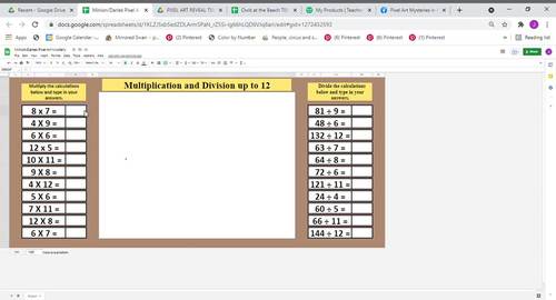 Mash-up Multiplication and Division to 12 Pixel Art Mystery Reveal