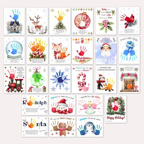Christmas Handprint Crafts Bundle, Winter Handprint Art Activity Printables
