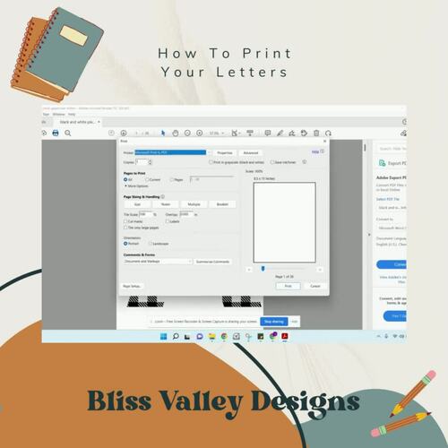 Boho Themed Printable Bulletin Board Letter Set by Bliss Valley Designs