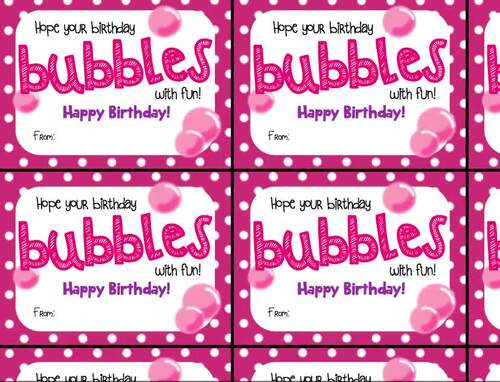 Bubble Gum Birthday Gift Tag- Hope your birthday bubbles with fun!