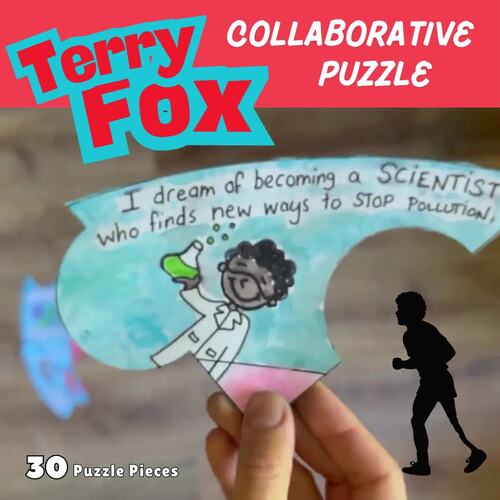 Terry Fox Collaborative Puzzle Activity | Dream Writing & Canada Map ...