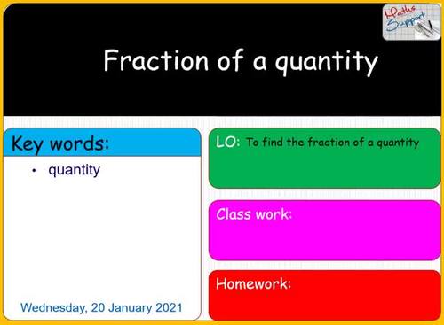 Fraction of a quantity by Maths Support Centre | TPT
