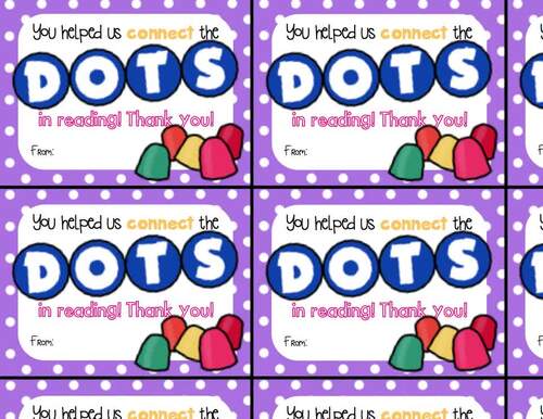 Dots Candy Guest Reader Thank-You Gift Tag- You helped us connect the ...