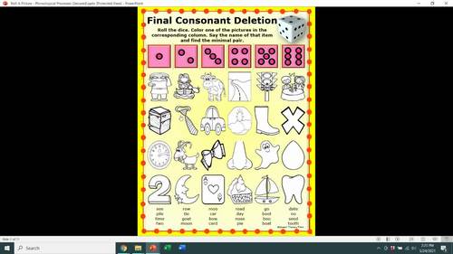 No Prep Digital Roll a Picture Phonological Processes by Speech Therapy ...