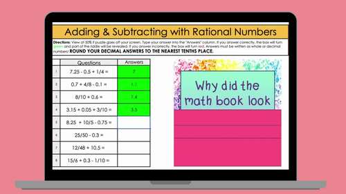 Adding and Subtracting Rational Numbers Worksheet and Digital Activity ...
