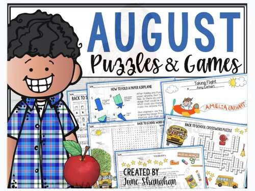 Back to School August Word Search Puzzles & Paper STEM Challenge