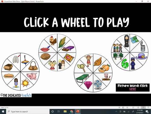 Spin Rhyme Identify Interactive Game 2 by The Dedicated Teacher | TPT