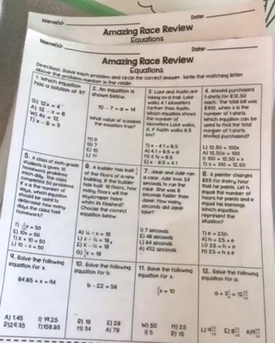 Amazing Race Math Test Prep Review by Teaching on the Island | TPT