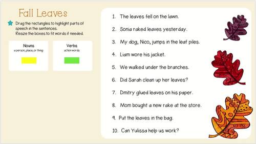 Parts of Speech Activity for Fall | Google | Distance Learning | TpT