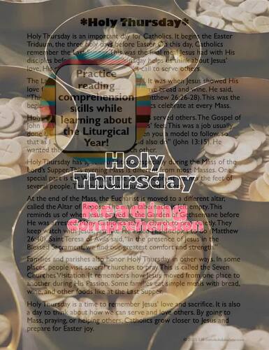 Holy Thursday Reading Comprehension | Last Supper Institution of the ...