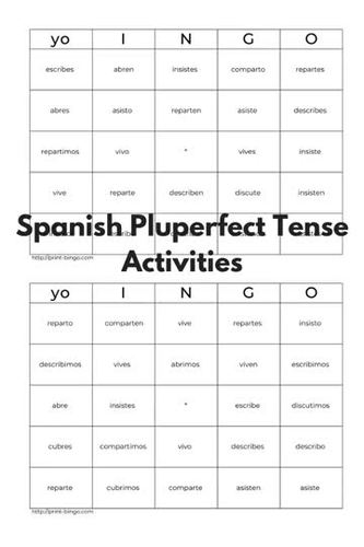 Spanish Pluperfect Tense Activity: Bingo by Real Life Language | TPT