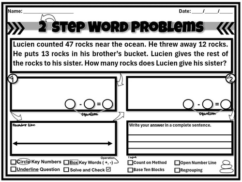 Two Step Word Problems - Addition and Subtraction Math | Problem ...